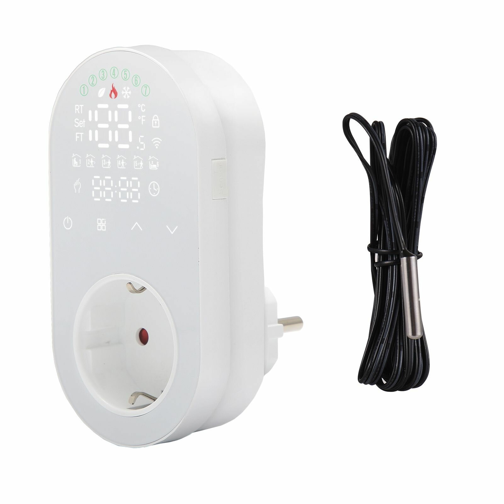 Wi-Fi Цифровой термостат Розетка 16А Розетка Приложение Tuya Голосовое управление