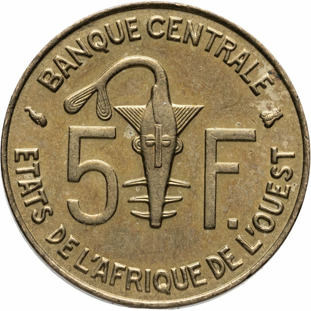 Западная Африка 5 франков 1996, Алюминий-Никель-Бронза, в сохранности AU