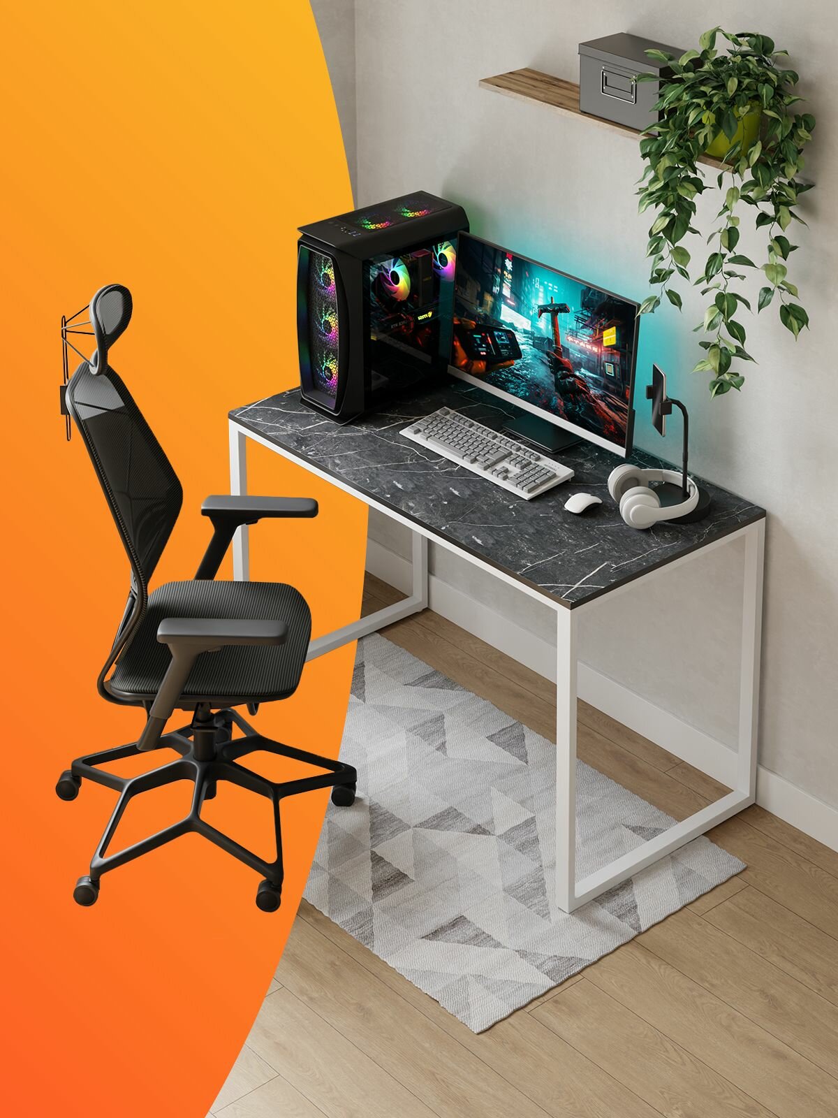 Стол компьютерный, письменный, игровой, кухонный, лофт, 110х60х75 см (ШхГхВ)