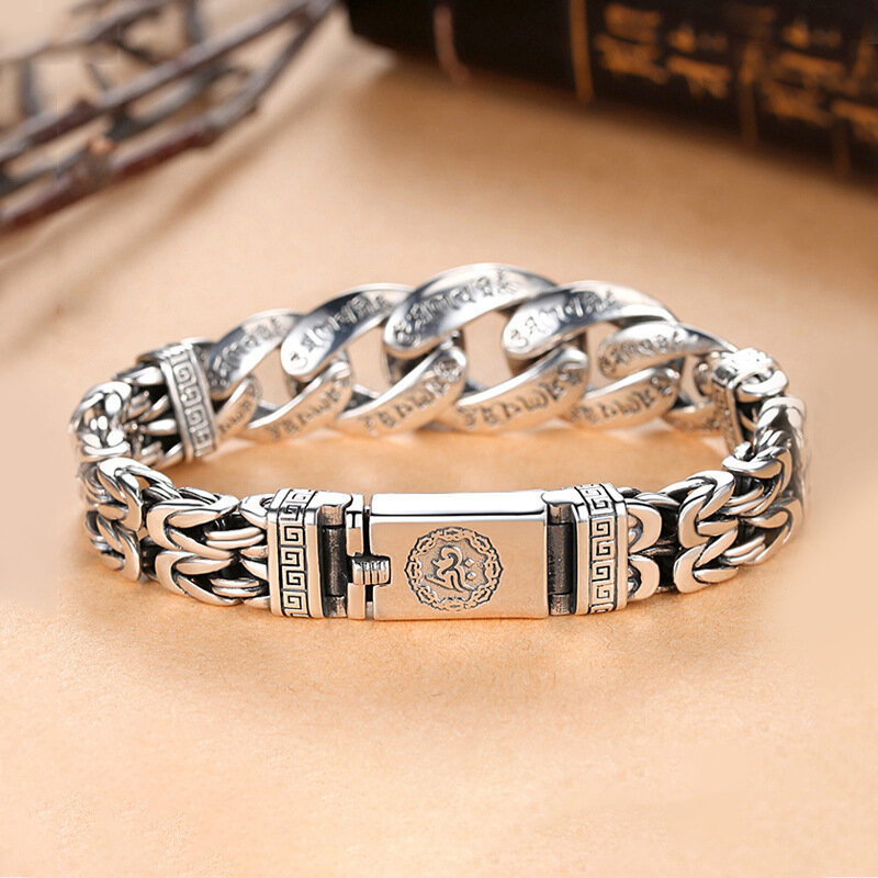 Браслет для гадания, YM S925 Серебро Шесть слов Мужской Фортуна Удача