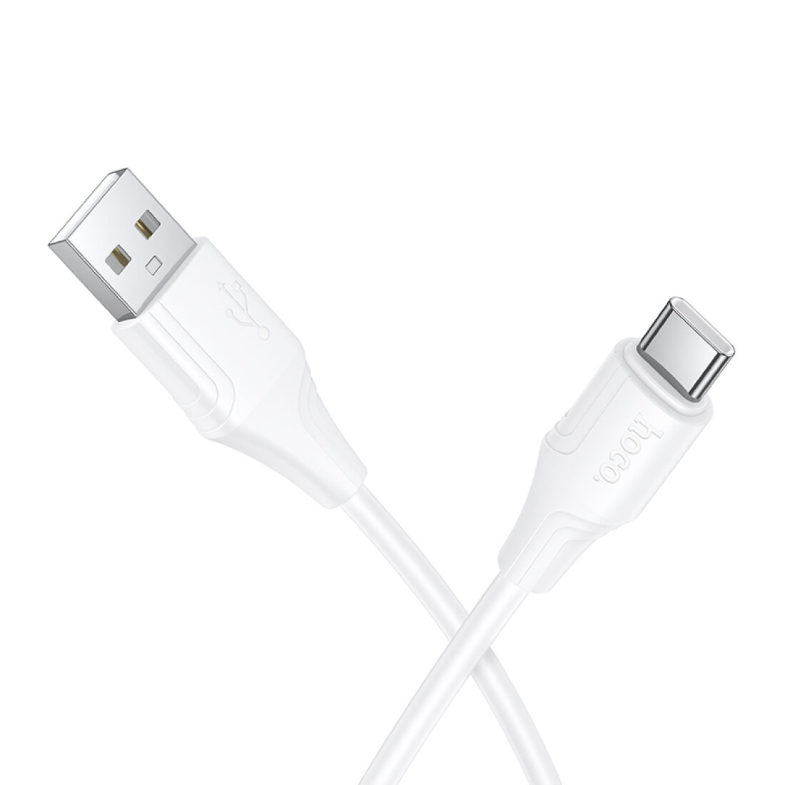 Usb кабель Type-C, HOCO, X124, силиконовый, 1м, ток до 2.3A, белый