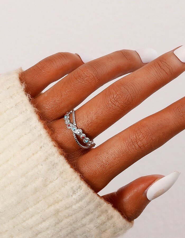 Кольцо переплетенное, эмаль