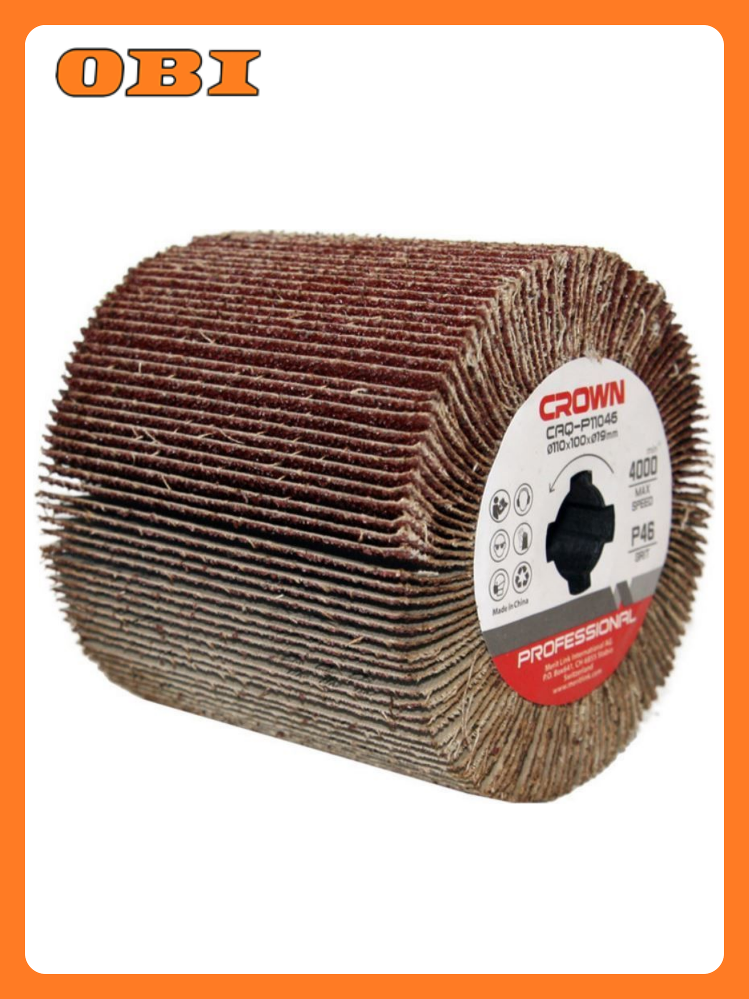 Насадка для шлифмашины CROWN CAQ-P11046, лепестковая, P46, 110×100×19 мм