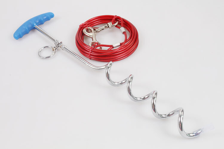 Красная комплект для прогулок собак с 3-метровым стальным поводком и штангой, подходит для мелких и крупных пород,