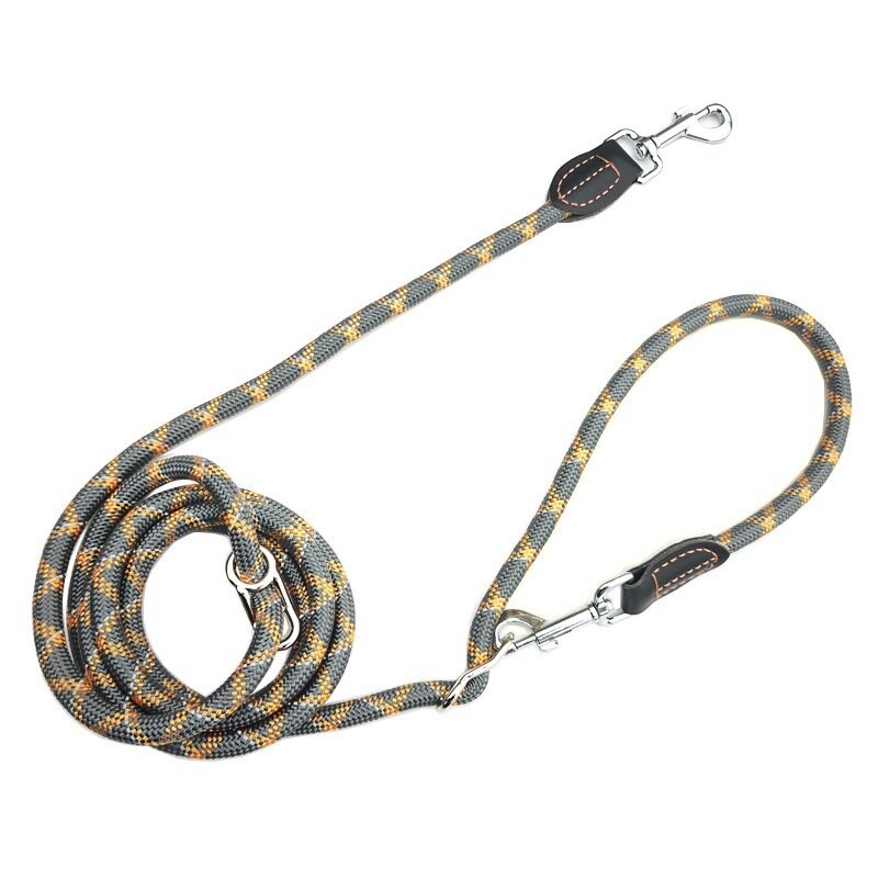 Бегущий поводок для домашних животных Двойная голова собачья веревка Двойная голова Дистанционная веревка Серый