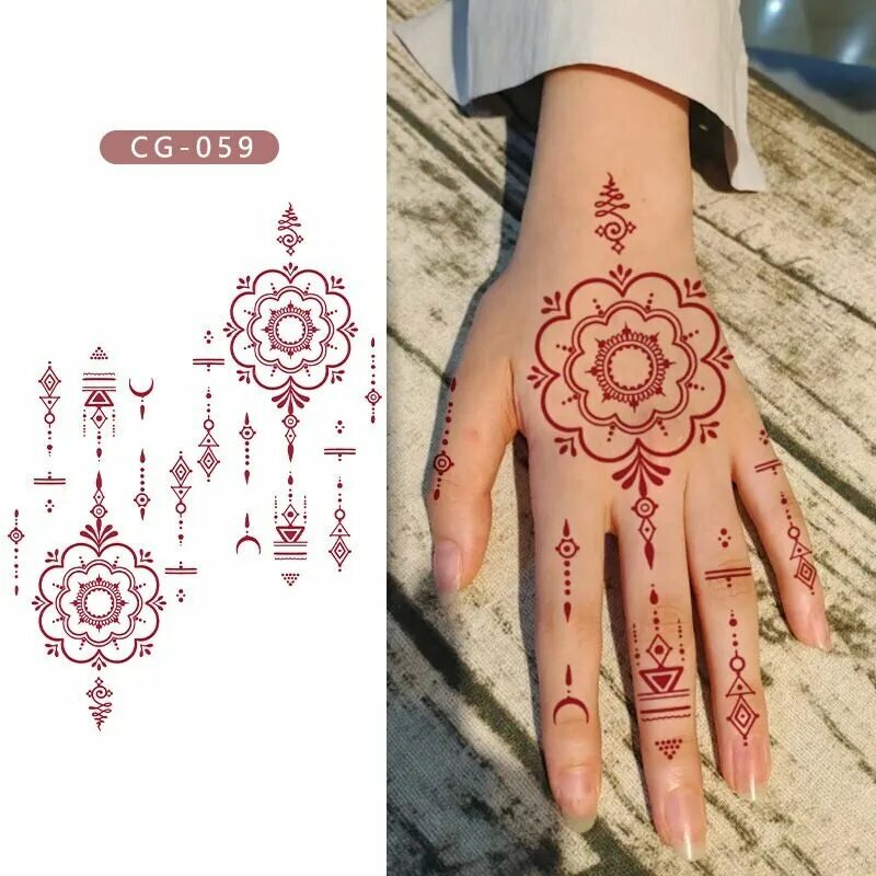 Переводная временная татуировка хной мехенди