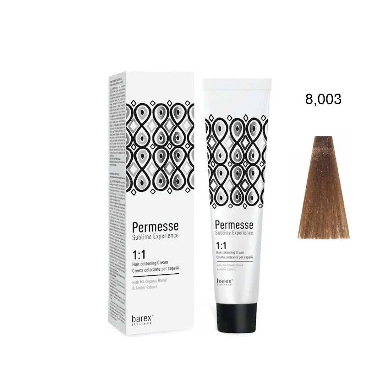 BAREX Краска профессиональная PERMESSE c пептидами и янтарем, 8,003 светлый блондин натуральный золотистый, 100 мл