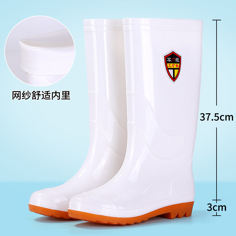 Белые и желтые резиновые сапоги для мужчин и женщин, маслостойкая и износостойкая резиновая обувь для кухни, высокие и низкие резиновые сапоги с резиновой подошвой, водонепроницаемые.