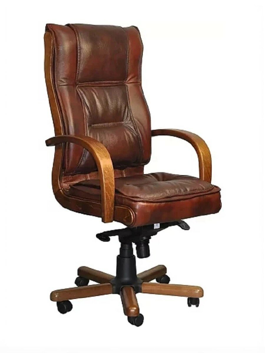 Кресло компьютерное, офисное Factor Лорд 1Д ЕХ, кожа/экокожа, цвет коричневый, темный орех