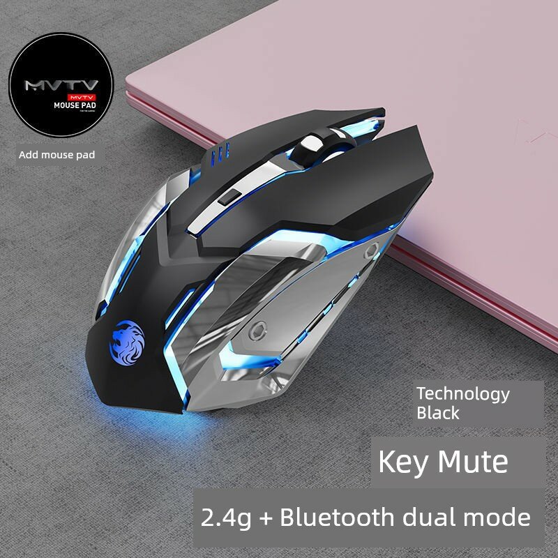 Беспроводная двухрежимная Bluetooth-мышь Forerunner с механическим подсветкой для игр и офиса (подарок: коврик для