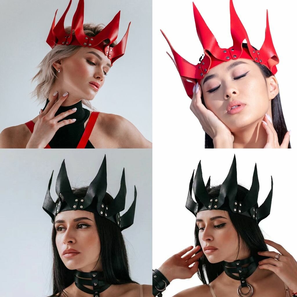 Корона из искусственной кожи Queen crown-Красный