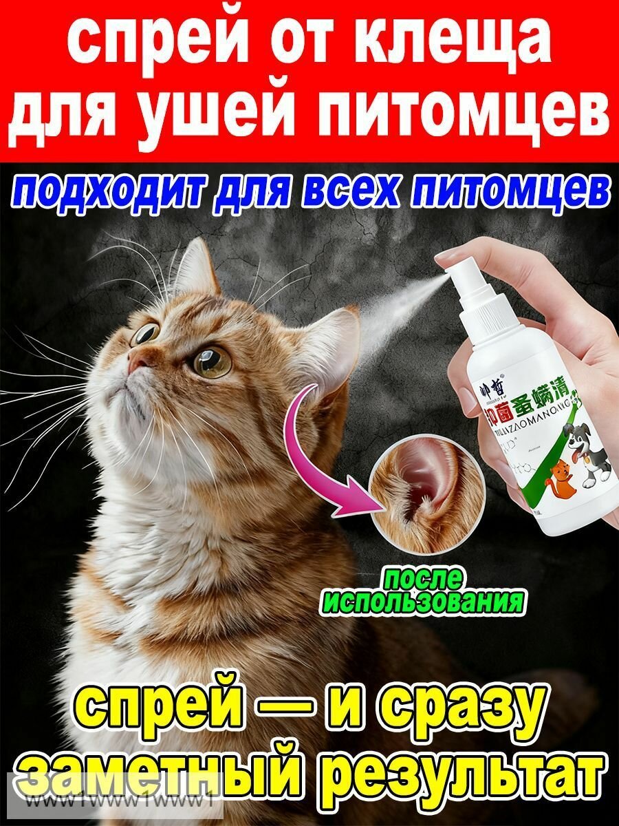 Спрей от ушных клещей для собак и кошек