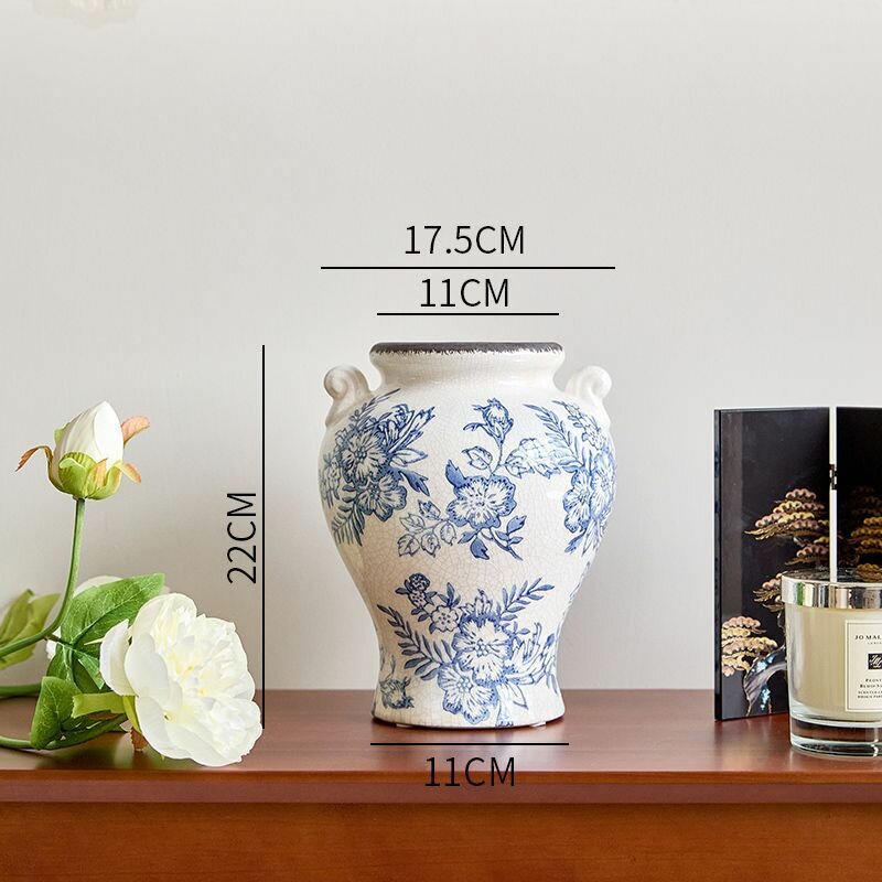 ⭐Ваза из сине-белого фарфора, китайский стиль, керамическая, винтажная, напольная, высококачественная, для гостиной, классическая, большая
