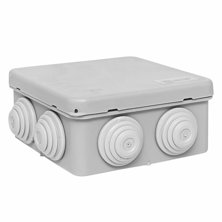 Коробка распределительная EKF КМР-030-031, крышка 85х85х40 мм, для прямого монтажа, 8 мембранных вводов, серая, IP55