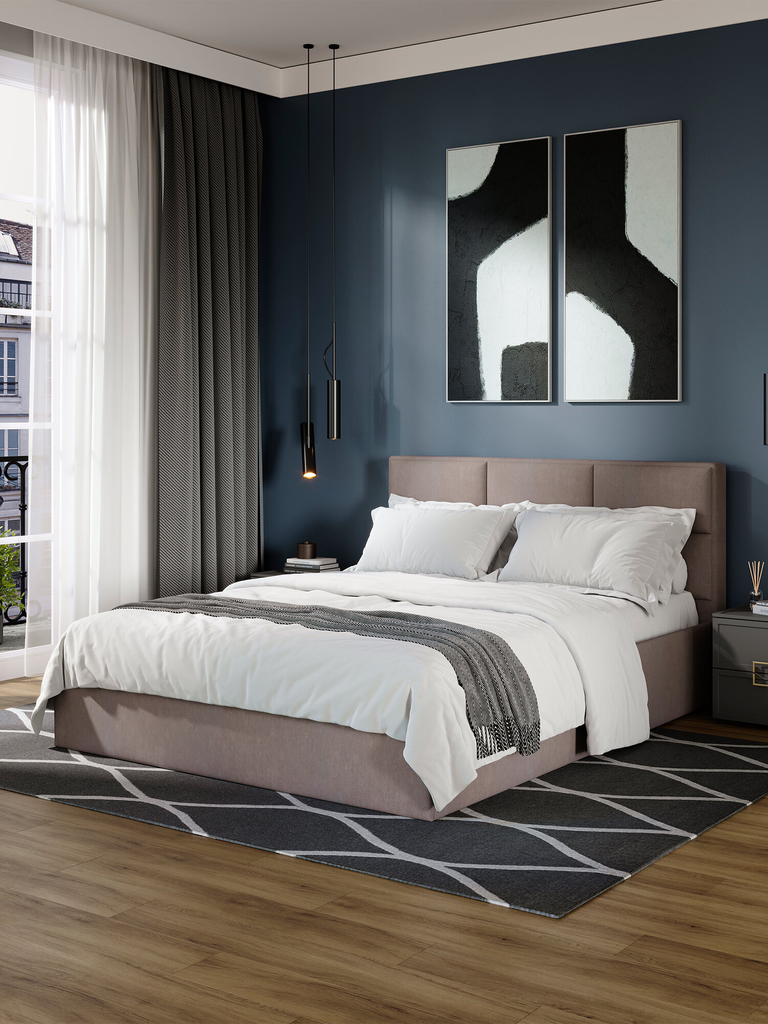 Кровать "Стелла" Мебель Трия, с подъёмным механизмом, (160x200) Велюр Мокко темный