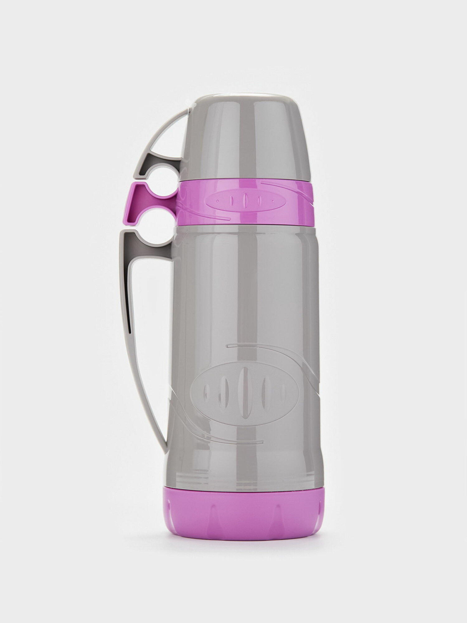 Термос 1 л, 11x31 см, со стеклянной колбой, пластик, фиолетовый