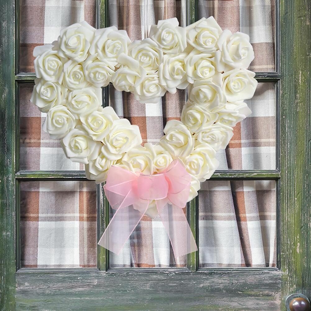 Венок из белых роз на Валентины новинка 2026 венок с сердечками для свадебного декора