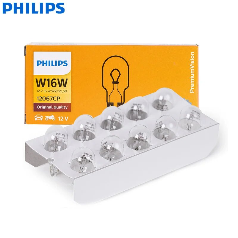 Philips T15 T16 W16W 921 12 В 16 Вт Vision Оригинальная автомобильная лампа заднего хода Тормозной фонарь Стандартные сигналы Задний фонарь 12067CP 10 шт