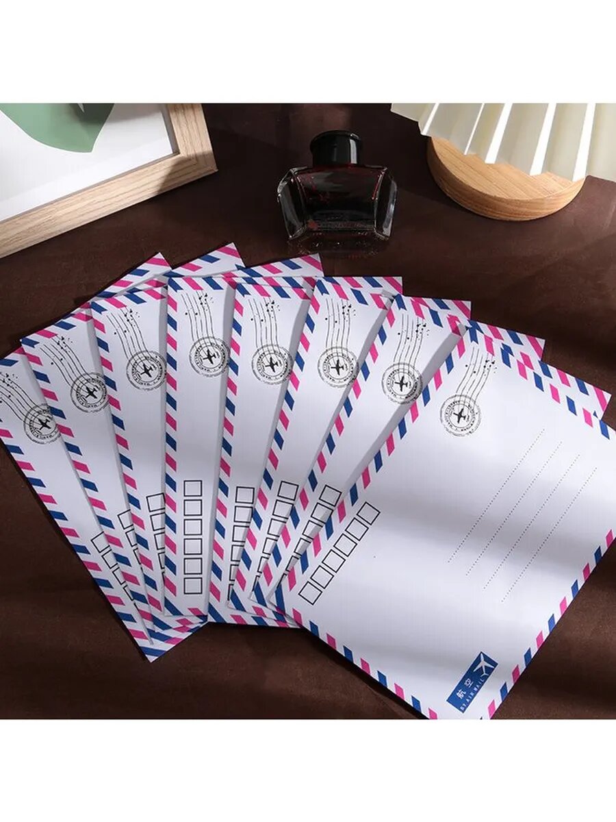 Конверты белые (1 пачка, 10 листов А5, розовые)