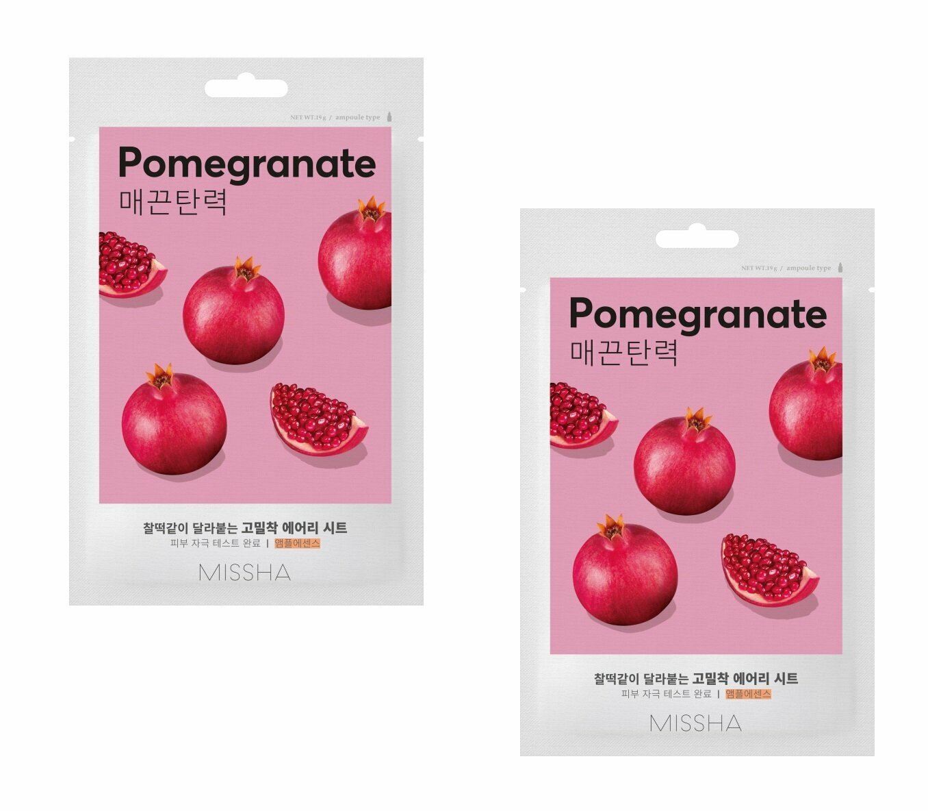 Маска Missha для лица для упругости кожи с экстрактом граната Missha Airy Fit sheet mask Pomegranate, 19г 2шт