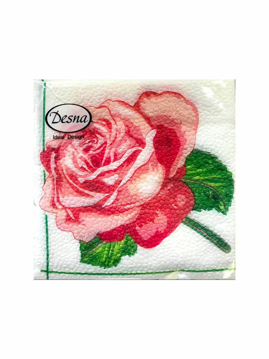 Салфетки бумажные однослойные "Desna Design" Красная роза, 24x24см, в пачке 40 штук