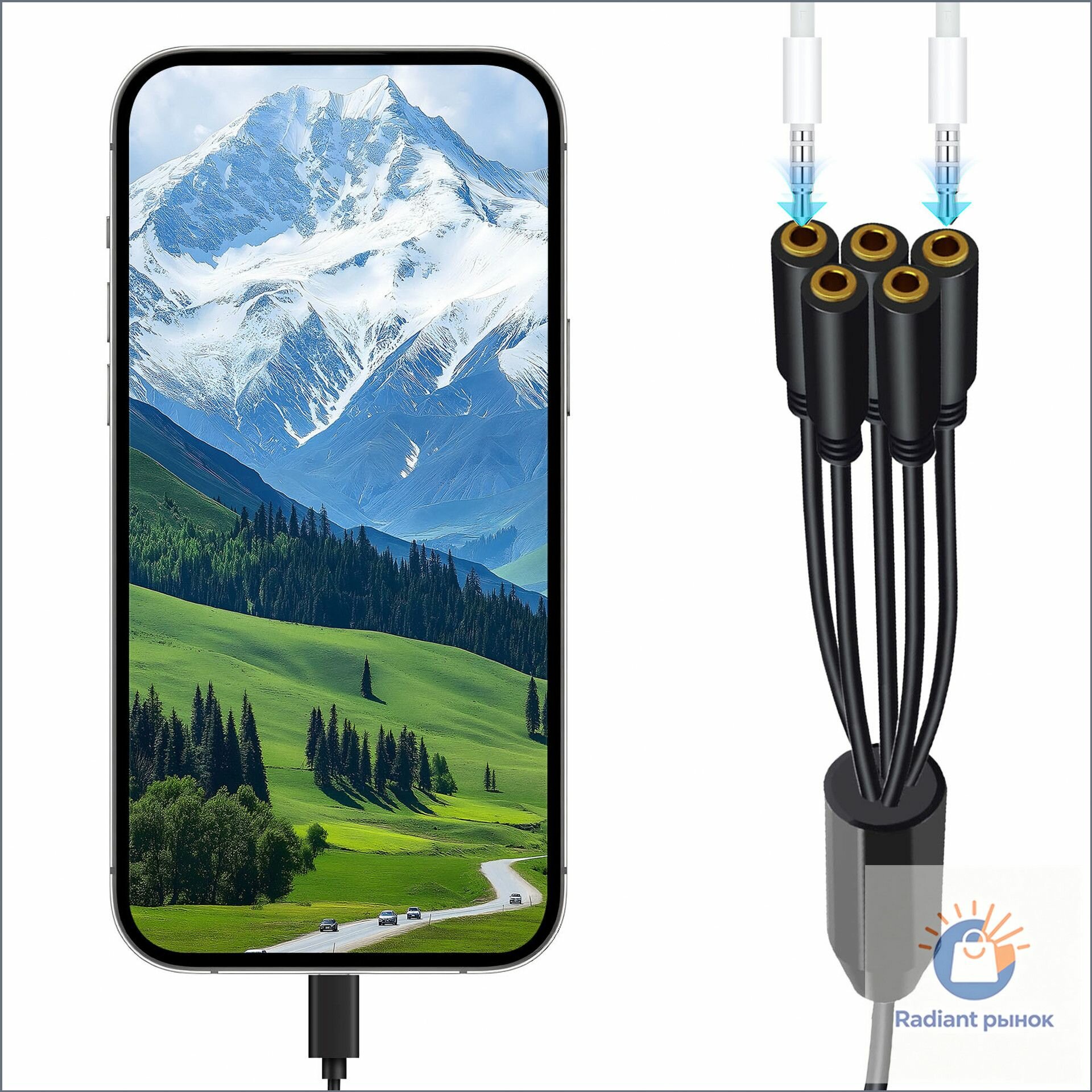 Аудиоразветвитель USB-C на пять выходов 3,5 мм