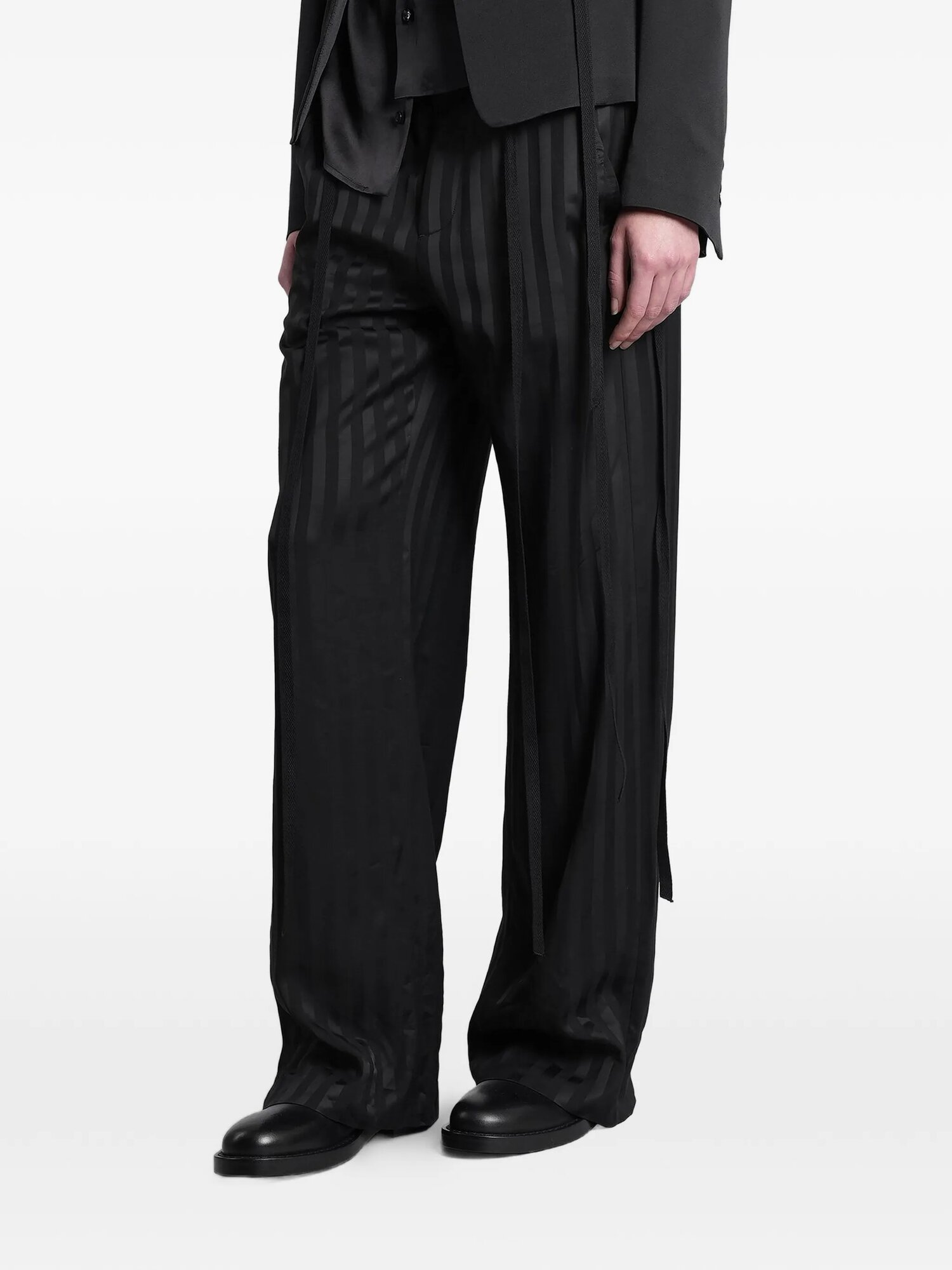 Брюки Ann Demeulemeester Anneke stripe-pattern trousers, размер 42, black/black — фото 1