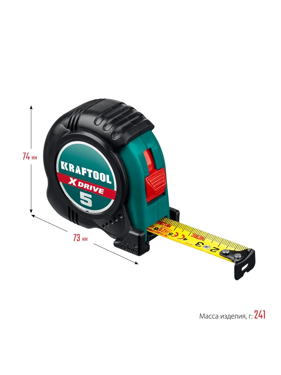 KRAFTOOL X-Drive, 5 м х 19 мм, рулетка (34122-05-19)