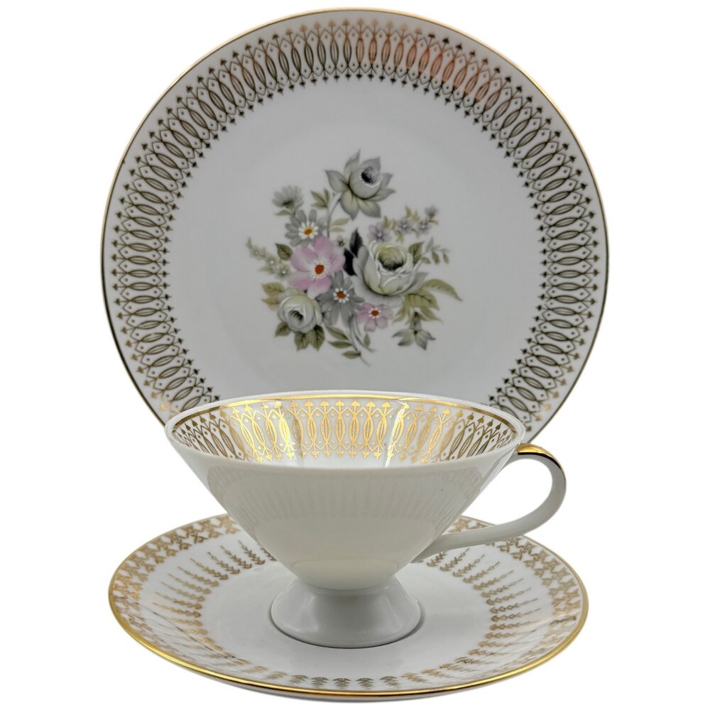 Чайное трио "Три розы", 150 мл, фарфор, 1950-1960 г, Winterling, Германия