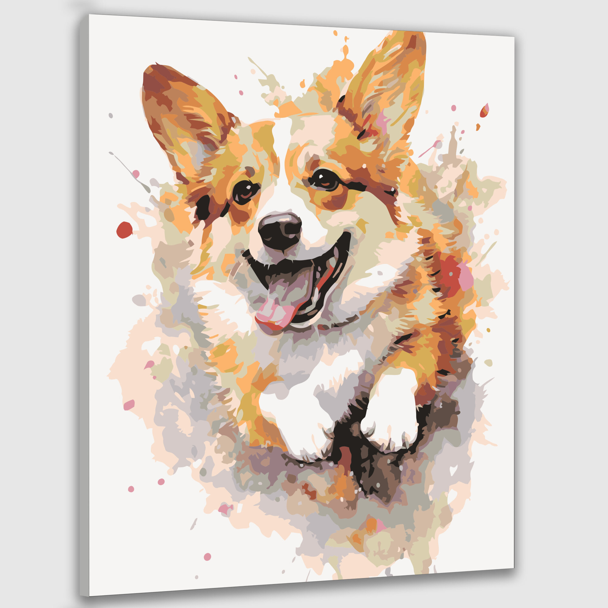 Картина по номерам 40x50 см, акварель, картина, корги, игривый, очарование, озорная индивидуальность, холст