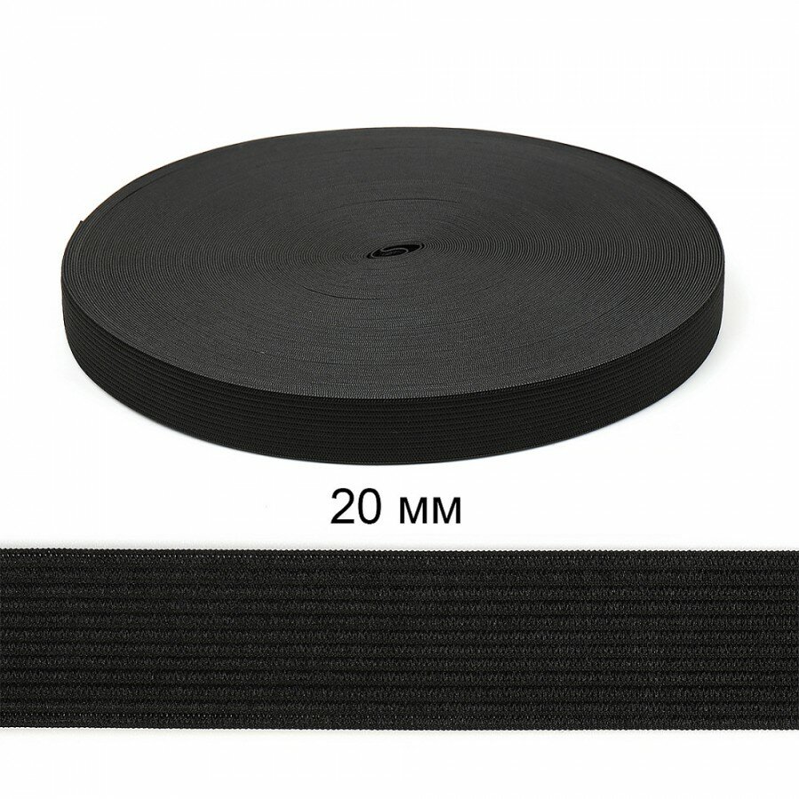 Резинка вязаная 3,9г ТВ-020мм цв. черный уп.40м