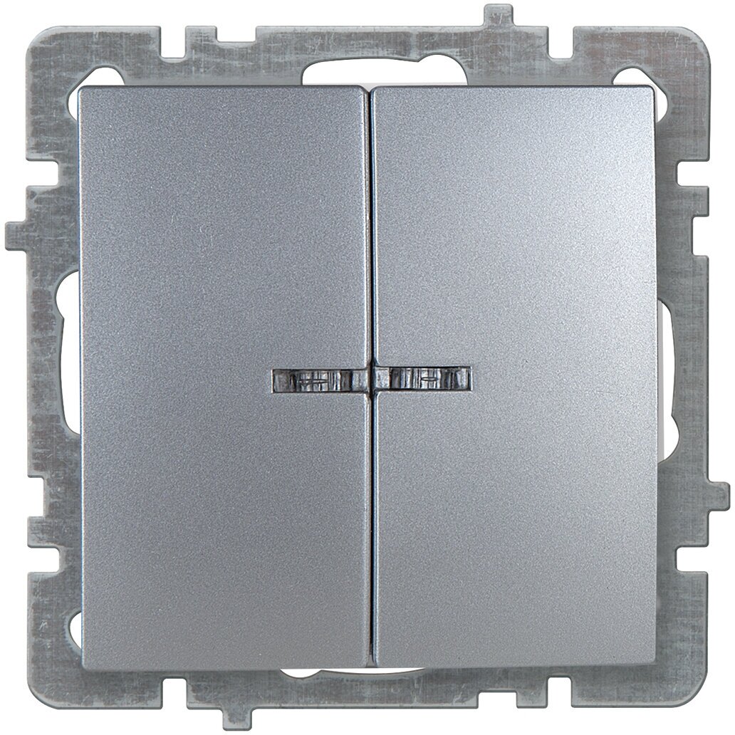 Механизм Nilson выключателя 2СП с подсветкой, серебро Touran/Alegra metallic, 24130404