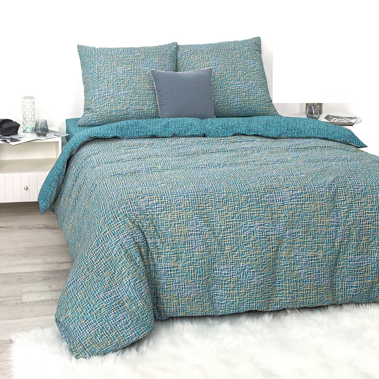 Постельное Белье 1.5-спальное из Поплина «Структура арт. 900»