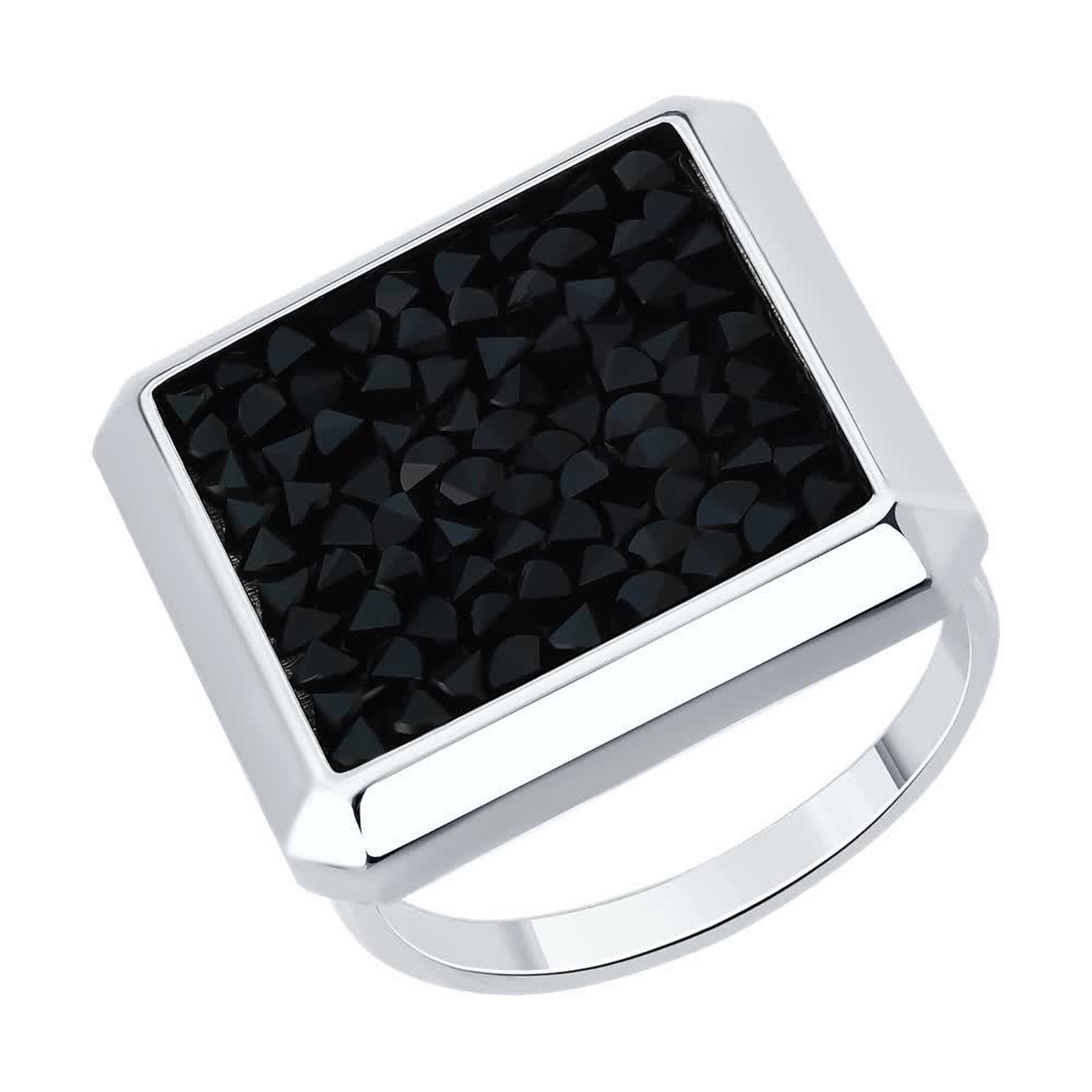 Кольцо, серебро, 925 проба, родирование, кристалл