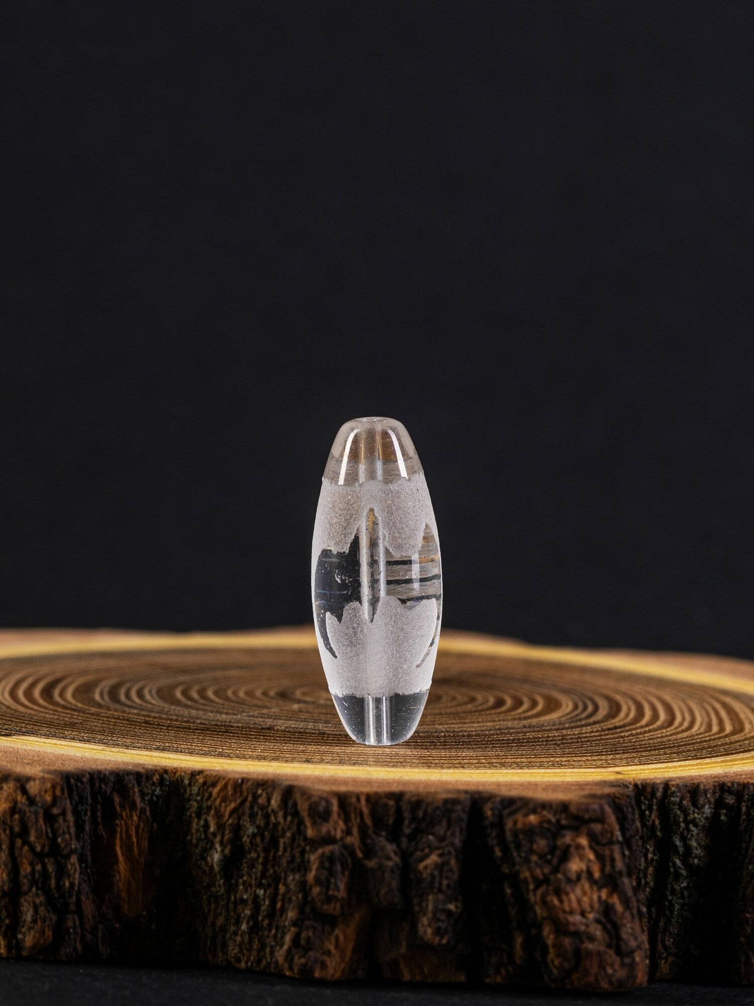 Горный хрусталь натуральный, Бусина дзи Счастье