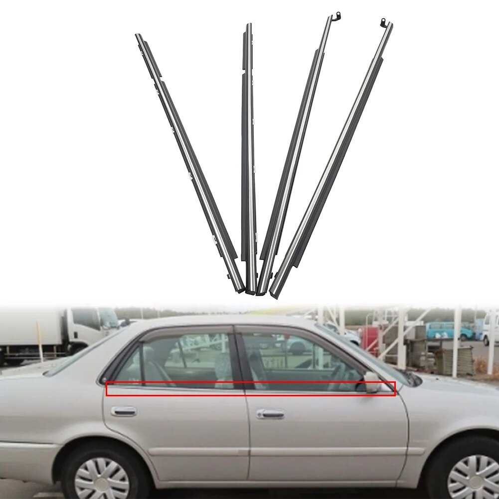 4 шт. хромированный уплотнитель для автоматического окна, уплотнитель для внешней двери, ремень, накладка для Toyota Corolla AE110 AE111 AE115 1995-2002