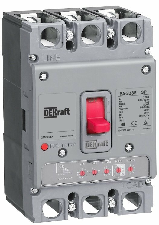 DEKraft Силовой авт. выкл. с расц. 3P 250А 50кА ВА-333E, 22502DEK