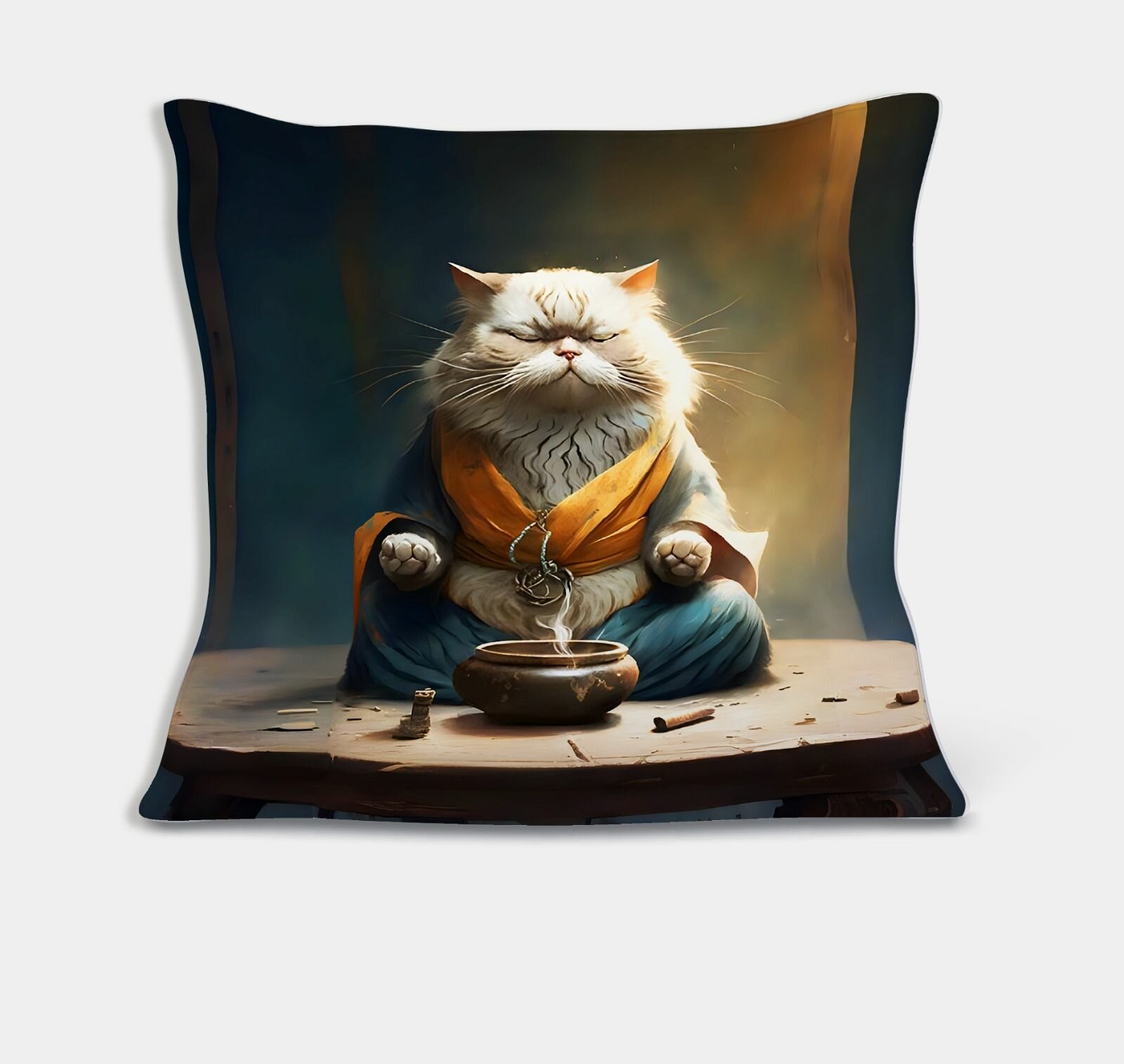 Подушка декоративная Кот самурай 40х40 велюр