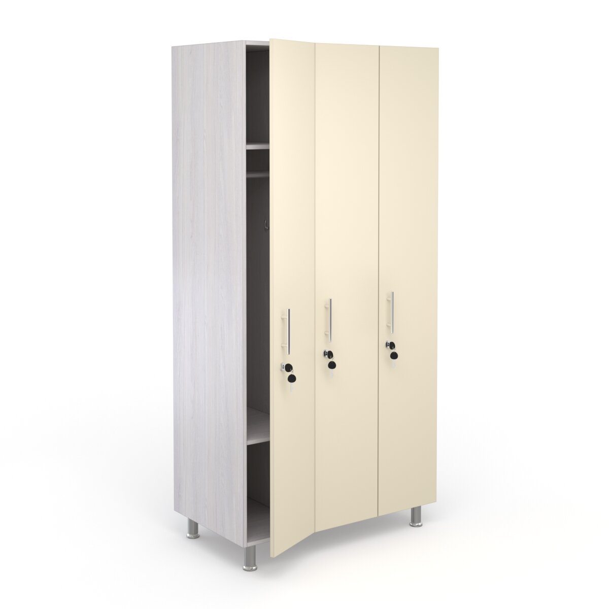 Шкаф для раздевалок 3х-секционный, Ясень Анкор и Крем Вайс. Производитель товара - компания Westcom.