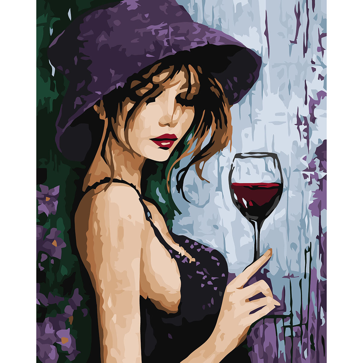 Картина по номерам, "Девушка с бокалом", холст на подрамнике, 40x50 см