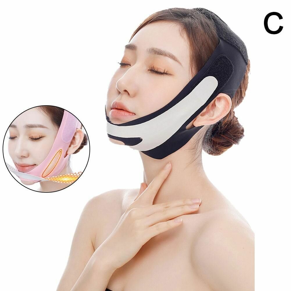 Бандаж для лица и подбородка, лифтинг маска тканевая подтягивающая для коррекции овала лица. Компрессионная, косметическая, корректирующая, многоразовая, эластичная повязка на лицо