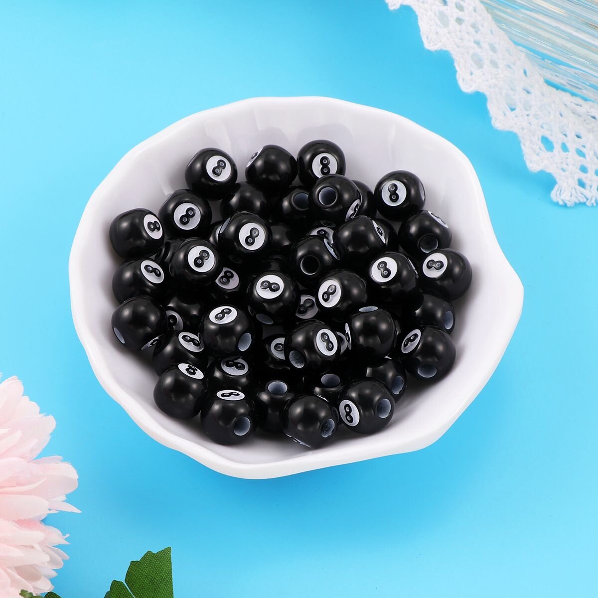 Акриловый бильярдный шар черный 8 шар бисероплетение ручной работы diy материал 100шт