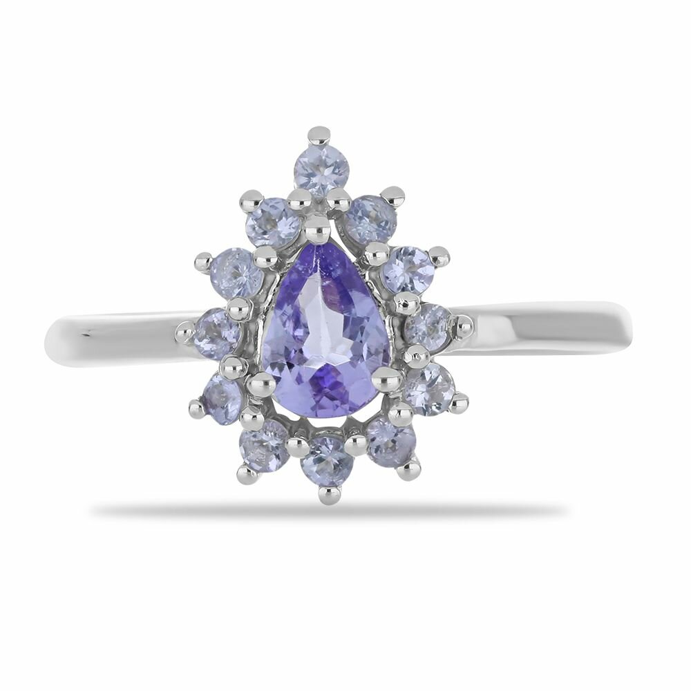 Кольцо тонкое, серебро, 925 проба, родирование, танзанит