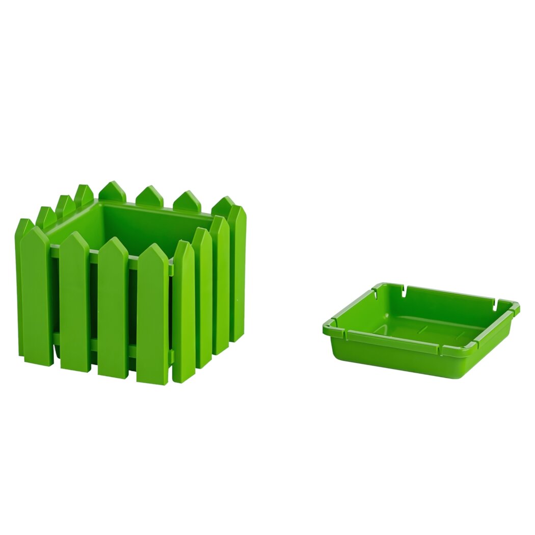 Кашпо квадратное малое "Лардо" с поддоном, 19,5х19,5х15,6 см, цвет салатовый