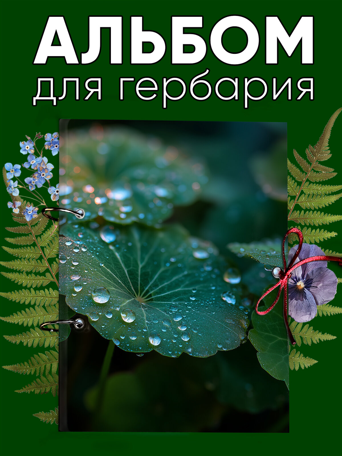 Альбом для гербария и коллекционирования трав, цветов и растений с калькой Капли росы