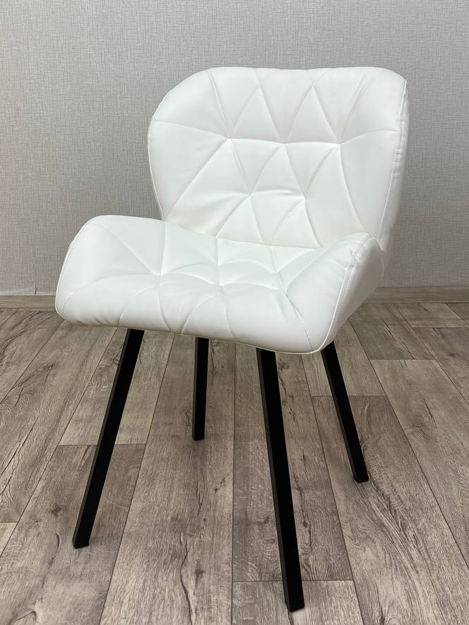 Стул мягкий со спинкой, большой, Ракушка, экокожа, на ножках, белый