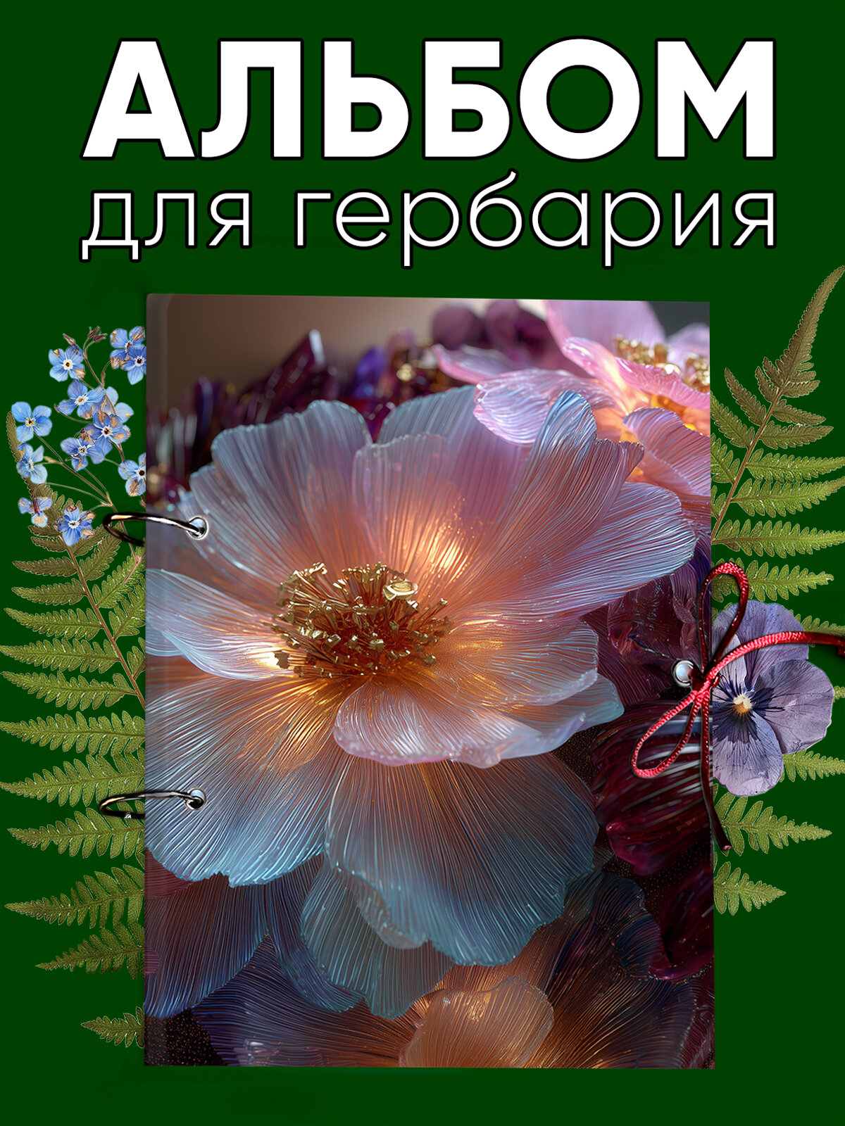 Альбом для гербария и коллекционирования трав, цветов и растений с калькой Волшебные цветы