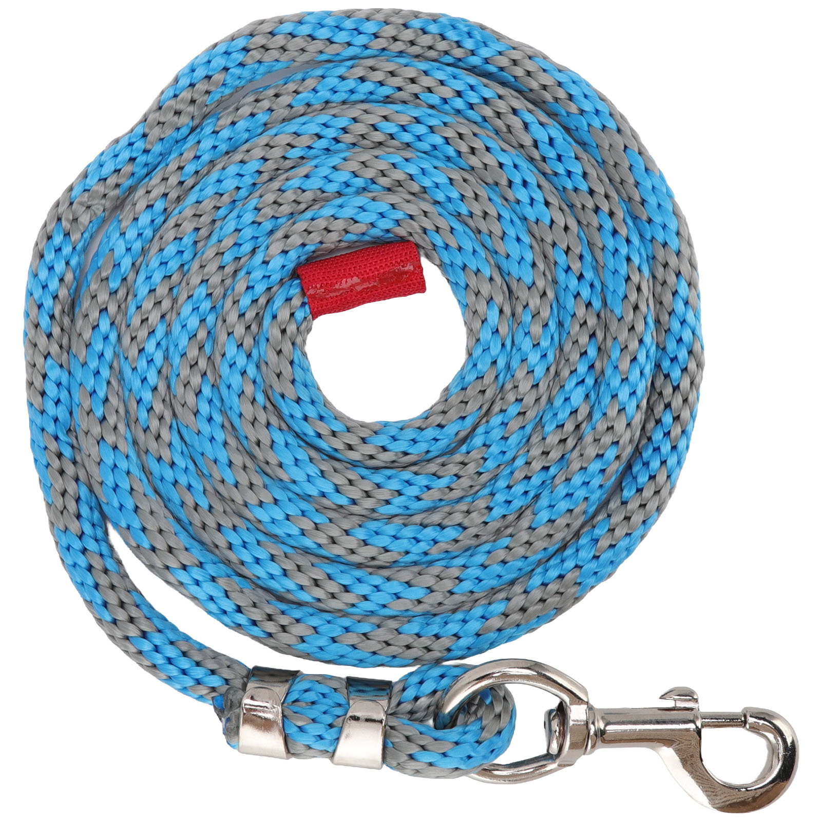 Нейлоновый конский многоцелевой утолщенный поводок для скота с алюминиевым крюком, длиной 8,2 фута, сине-серый.