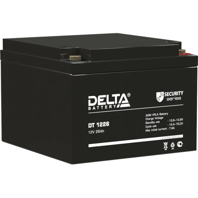 Батарея для ИБП Delta DT 1226 12В/26. болт М6(167x175x126мм) 2245416 4614010040010