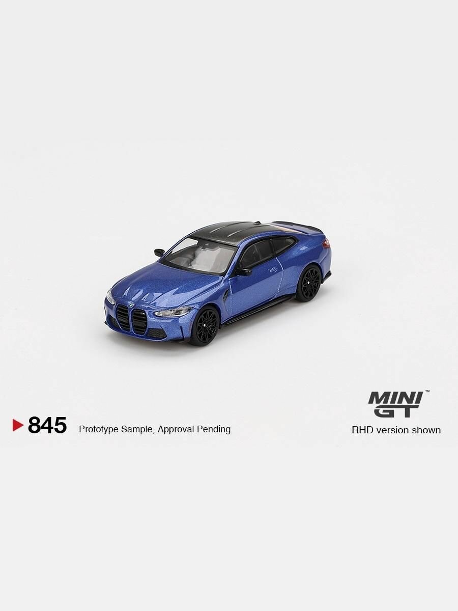 Машинка Mini GT 1:64 #845 BMW M4 Competition (G82) Portimao Blue Die-cast Alloy Car Model Collection Display Toy Gift